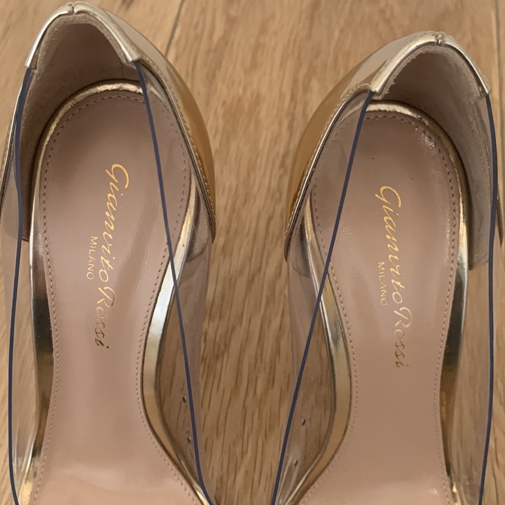 Gianvito Rossi Plexi Gold Black Pumps Size 35 - Gem